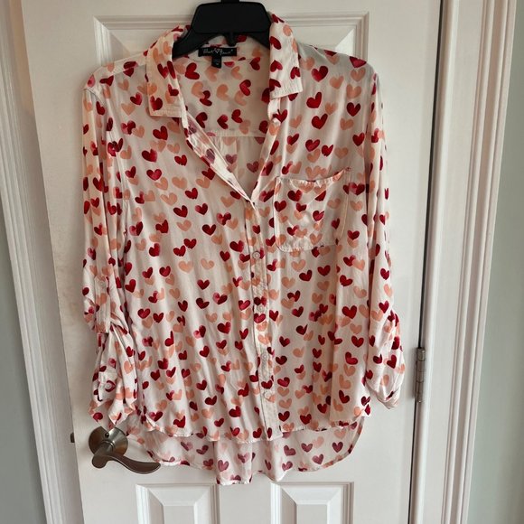 Velvet Heart | Tops | Womens Size M Flowy Buttondown Blouse White With ...